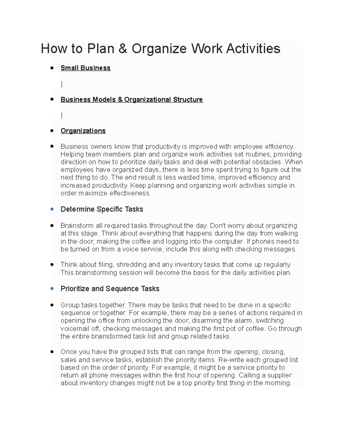 How to Plan from internet - How to Plan & Organize Work Activities ...