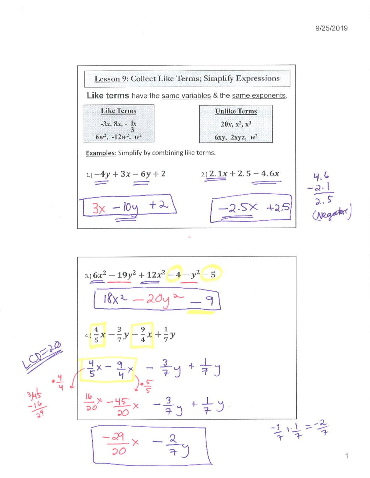 Lesson 9 notes key - MATH 0960 - Studocu