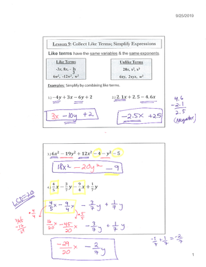 Lessons 1, 2, 3 notes key - MATH 0960 - Studocu