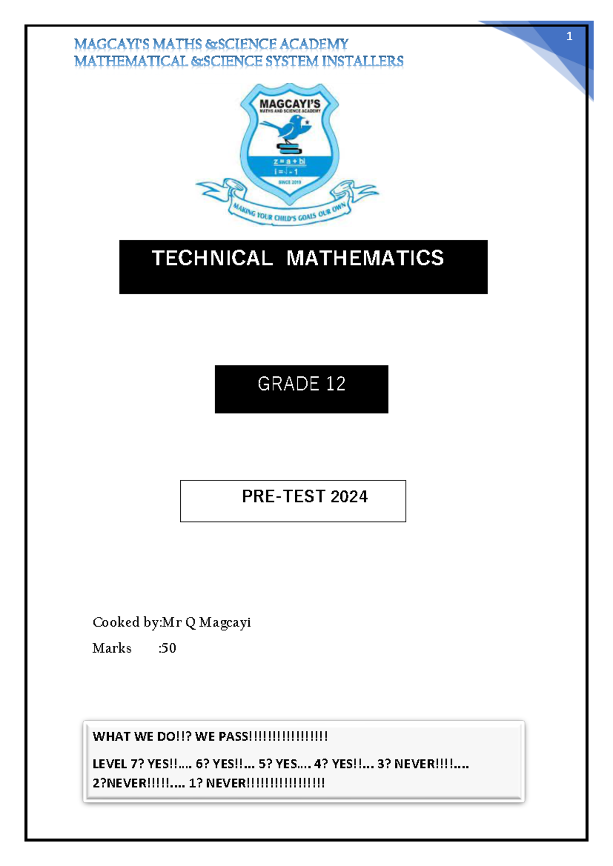 TECH Maths Grade 12 Exams - MATT101 - 1 TECHNICAL MATHEMATICS GRADE 12 ...