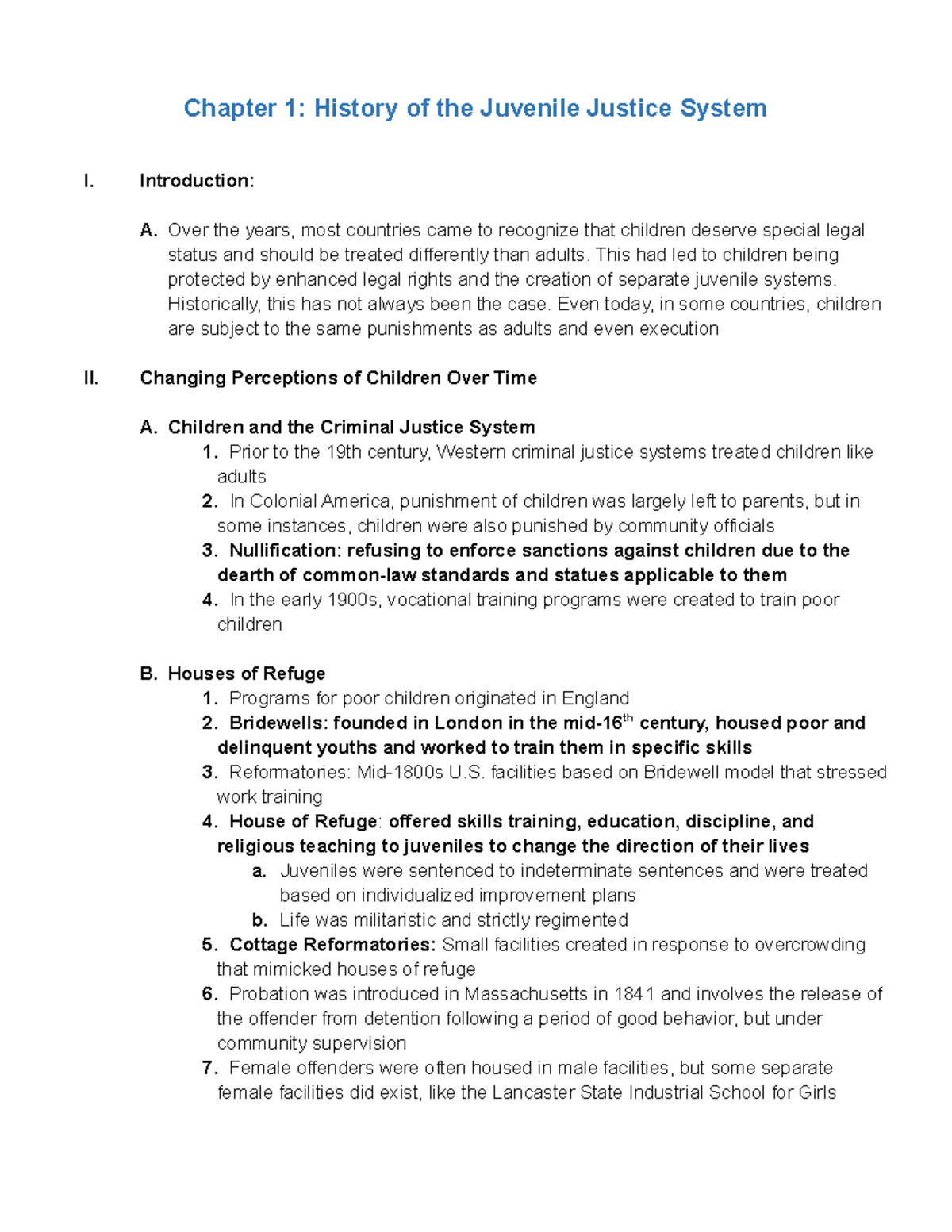 Chapter 1 - juvenile justice - Chapter 1: History of the Juvenile ...