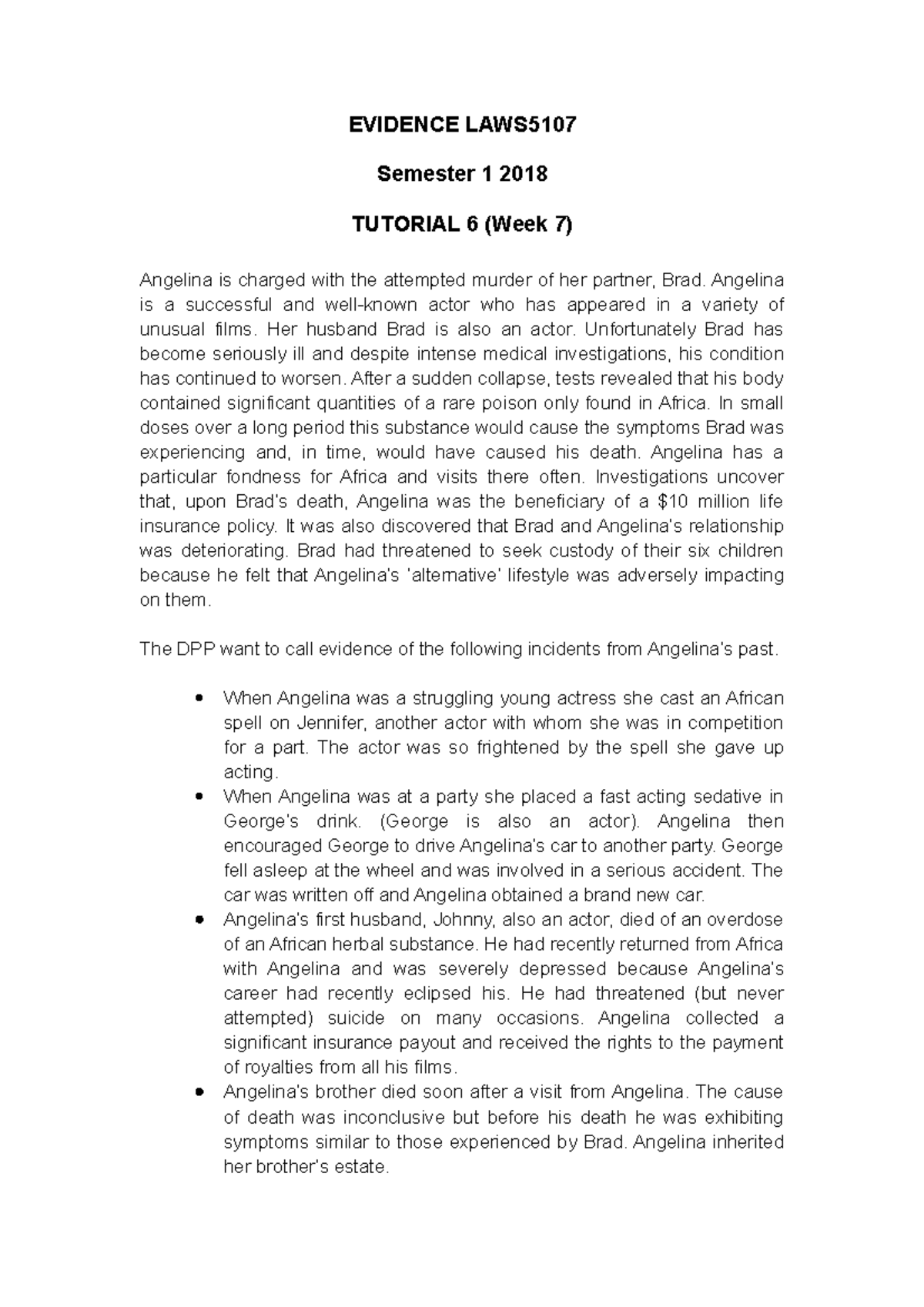 Evidence - Tutorial 6 - Similar Fact Evidence - EVIDENCE LAWS Semester ...