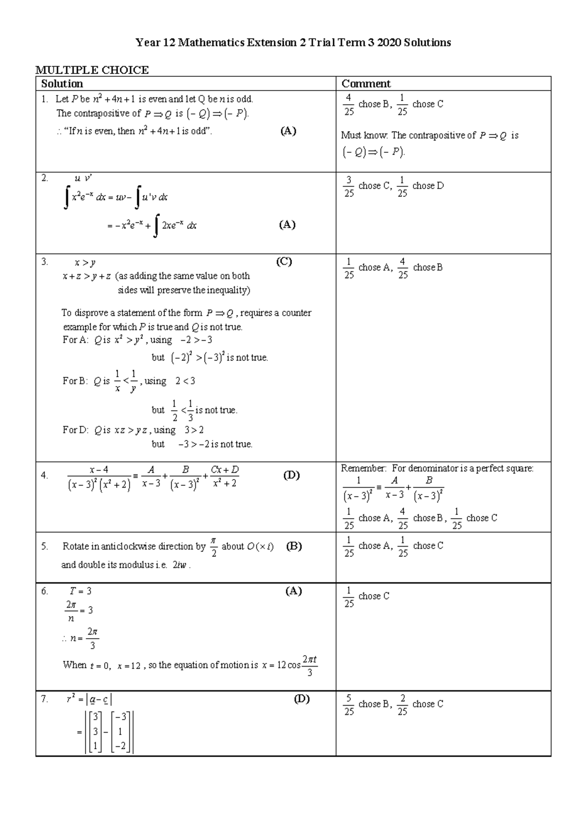 Hornsby Girls 2020 Extension 2 Mathematics Trial Solutions - Year 12 ...