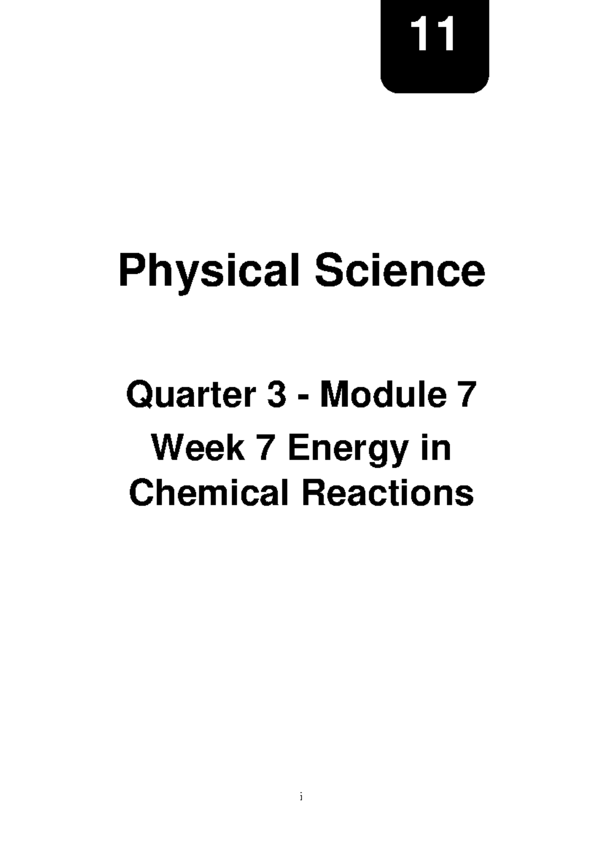 Physical Science Qtr 3 Module 7 - i Physical Science Quarter 3 - Module ...