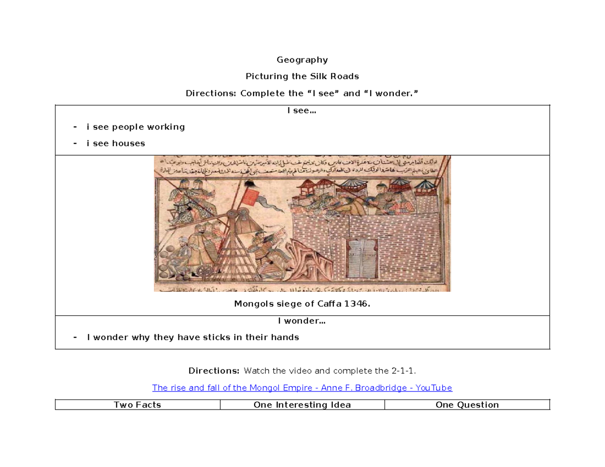 Copy of Geography - Impacts of the Mongols - Geography Picturing the ...