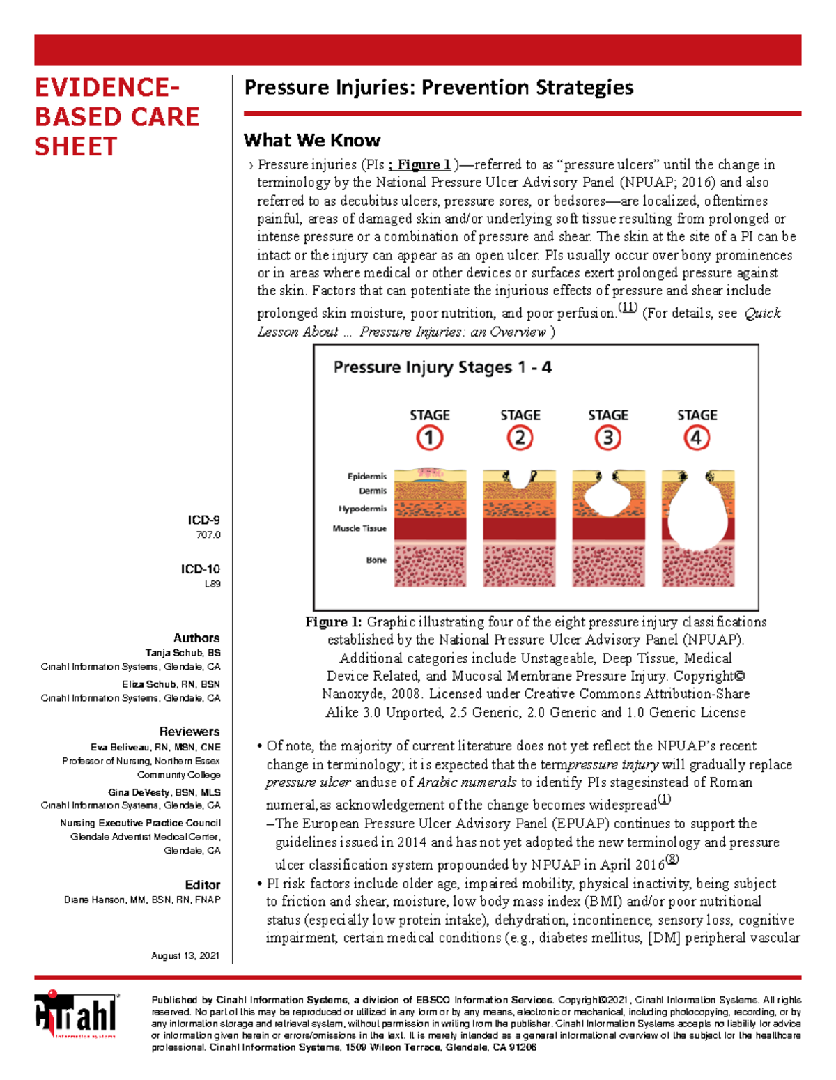 Pressure Injuries - other - EVIDENCE- BASED CARE SHEET ICD- 707. ICD- L ...
