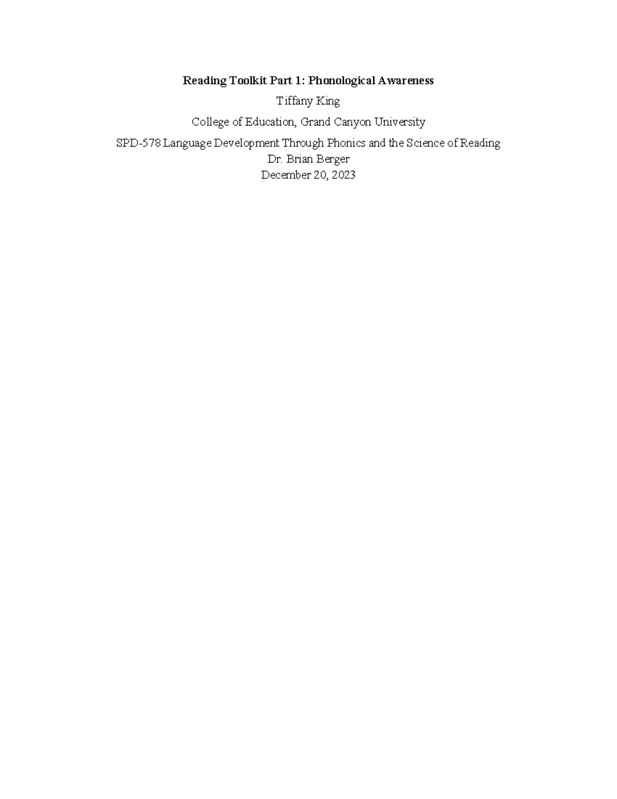 Reading Toolkit Part 1 Phonological Awareness - Reading Toolkit Part 1 ...