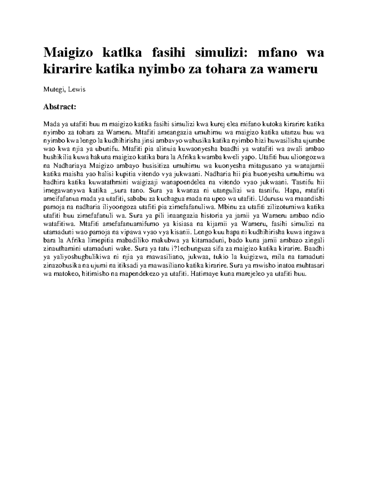 Maigizo katlka fasihi simulizi - Mtafiti ameangazia umuhimu wa maigizo ...