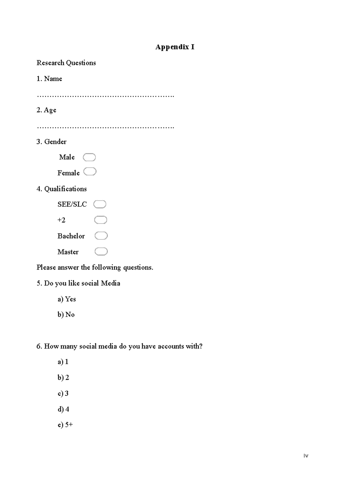 Appendix I - HiHi there how are you ? - Appendix I Research Questions ...