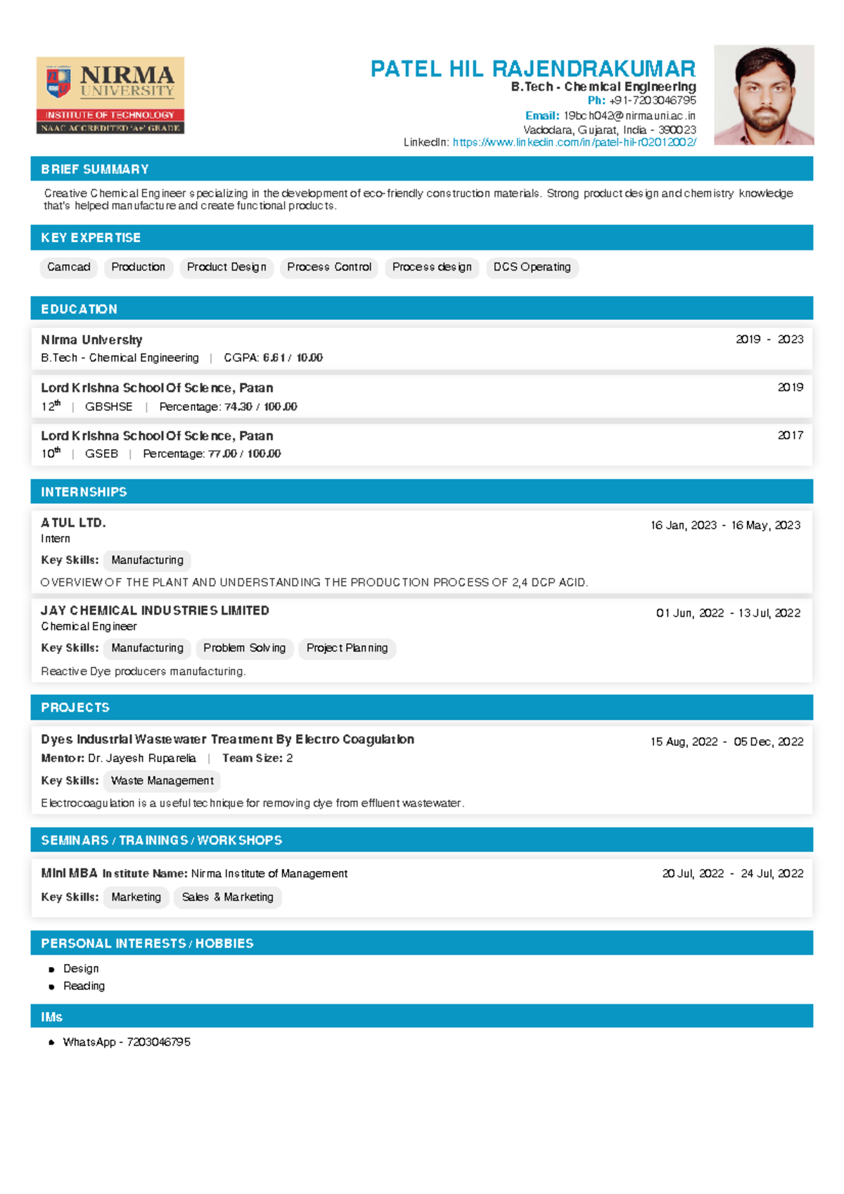 Patel Hil - 19BCH042 - hbzw sh wsh 2 dhw xuw znqus. sjw zhw - PATEL HIL RAJENDRAKUMAR B ...
