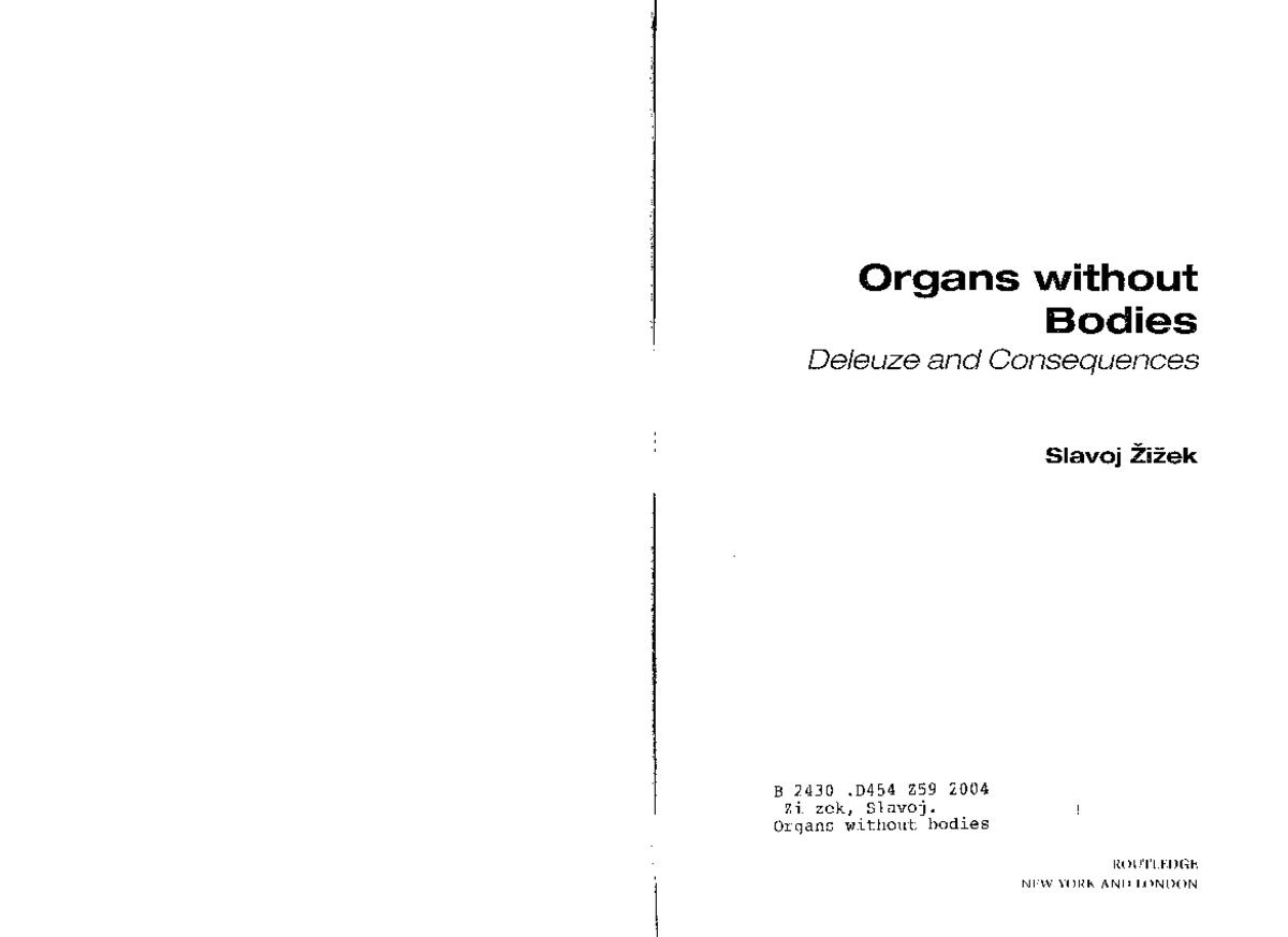 Organs without Bodies - deleuze - Studocu