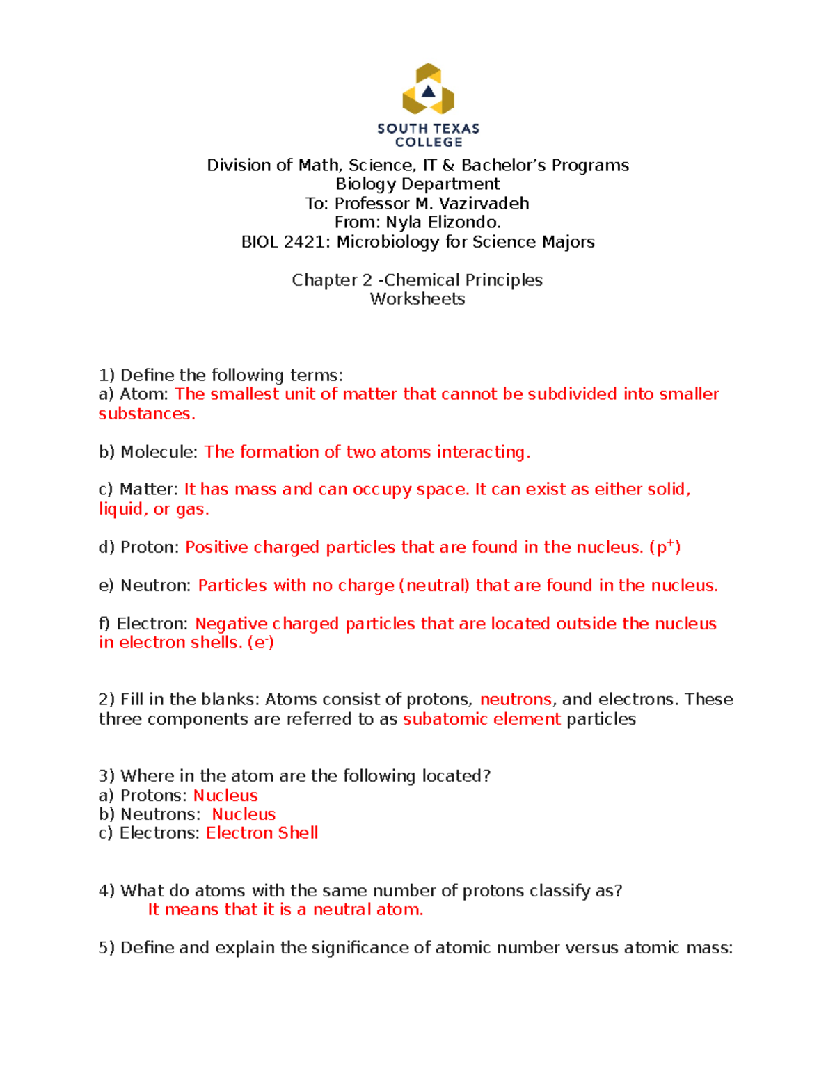 Biol 2421- Chapter 2 Worksheet - Division of Math, Science, IT ...