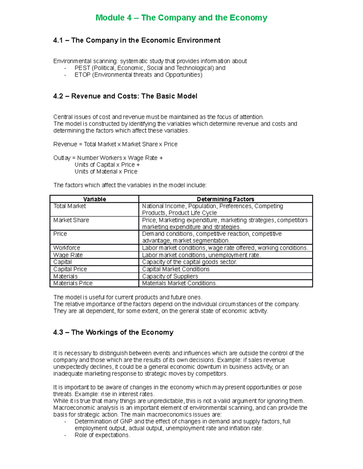 Ch4 The Company and the Economy - Module 4 – The Company and the ...