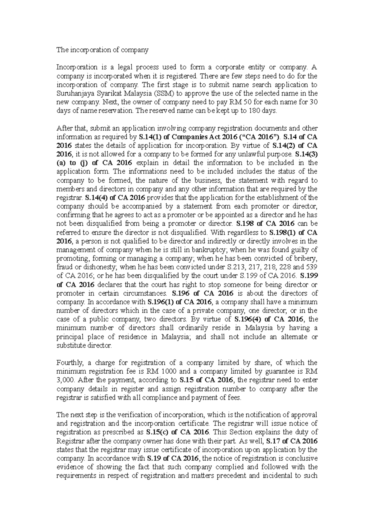 Commerciallaw final The incorporation of company - The incorporation of ...