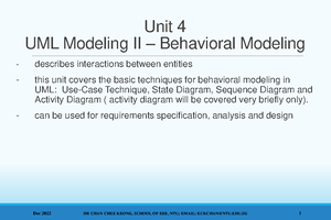 3. UML Modeling I - Structural Modelling - Unit 3 UML Modeling I ...