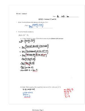 Quiz 4 - Quiz 4 covers section 2.6 of Calculus 1. - MT 2412 - New ...