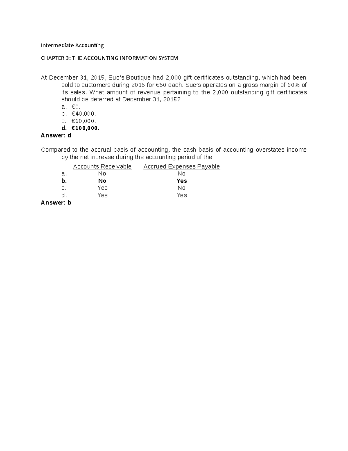 Intermediate Acc 10 - Intermediate Accounting CHAPTER 3: THE ACCOUNTING ...