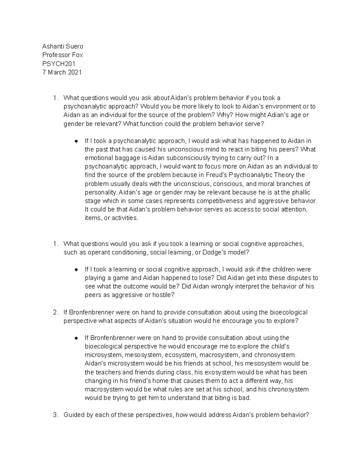 Class Assignment #12 - Ashanti Suero Professor Fox PSYCH 7 March 2021 ...