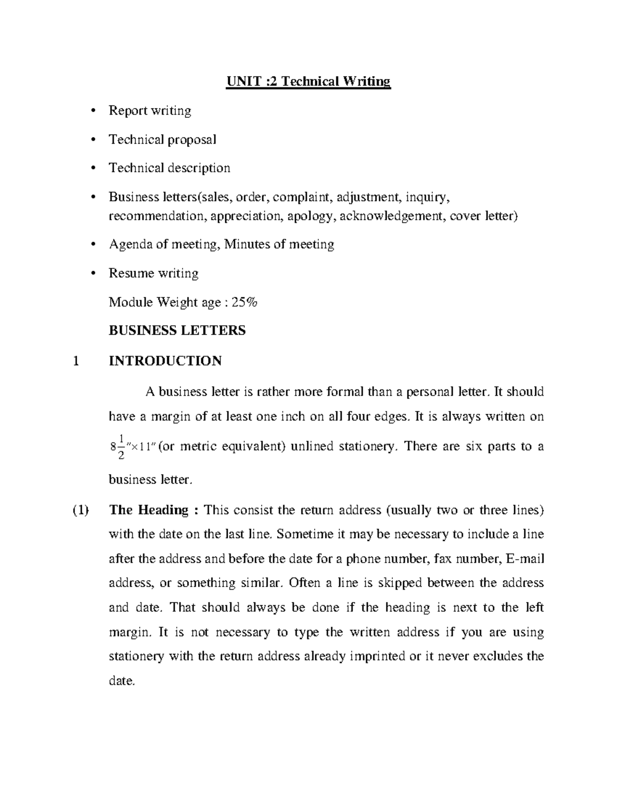 Chapter 2 - Assignment and notes - UNIT :2 Technical Writing Report ...