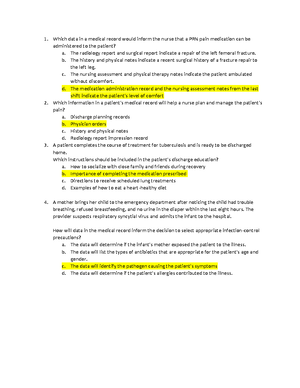 D220 study guide - Which data in a medical record would inform the ...