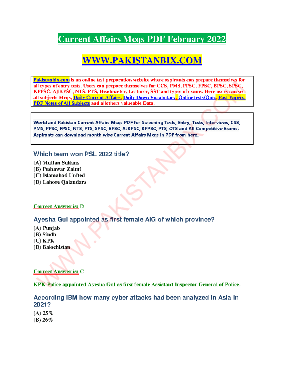 11-Current Affairs February 2022 PDF Free Download - Current Affairs Mcqs PDF February 2022 ...