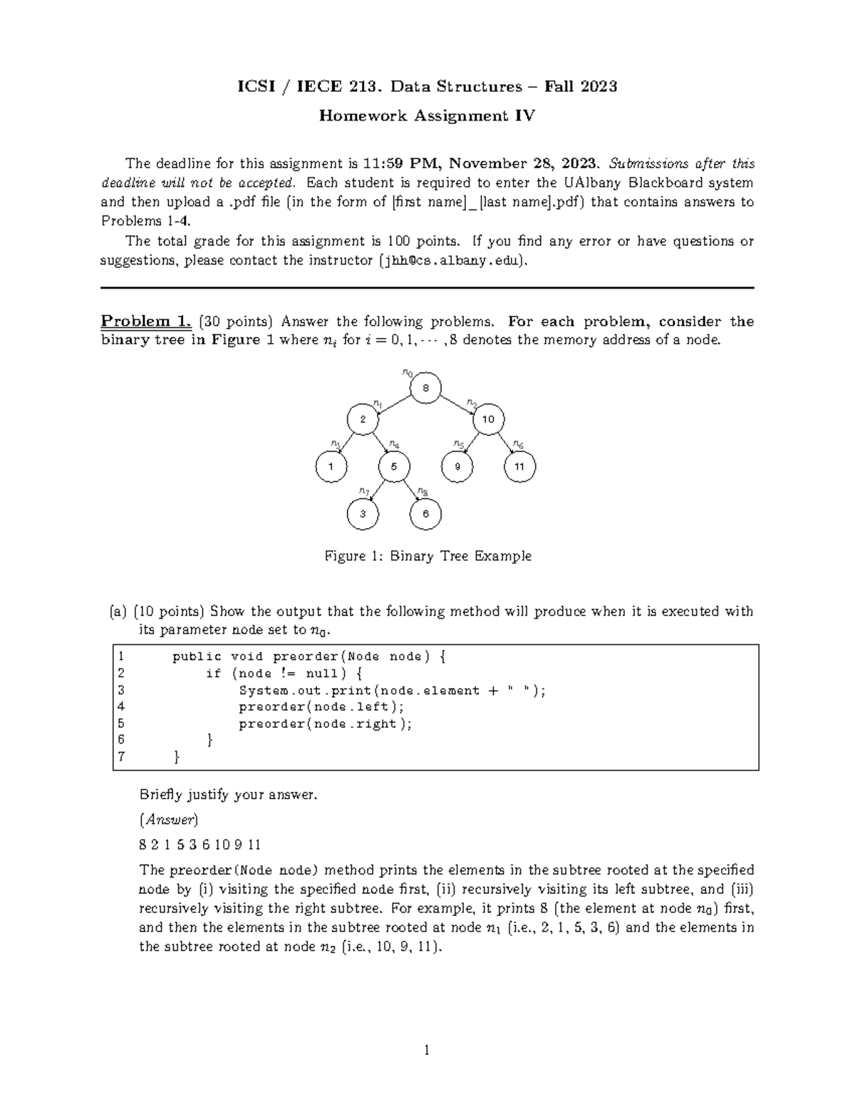 2023f hw4 solution - ICSI / IECE 213. Data Structures – Fall 2023 Homework Assignment IV The ...