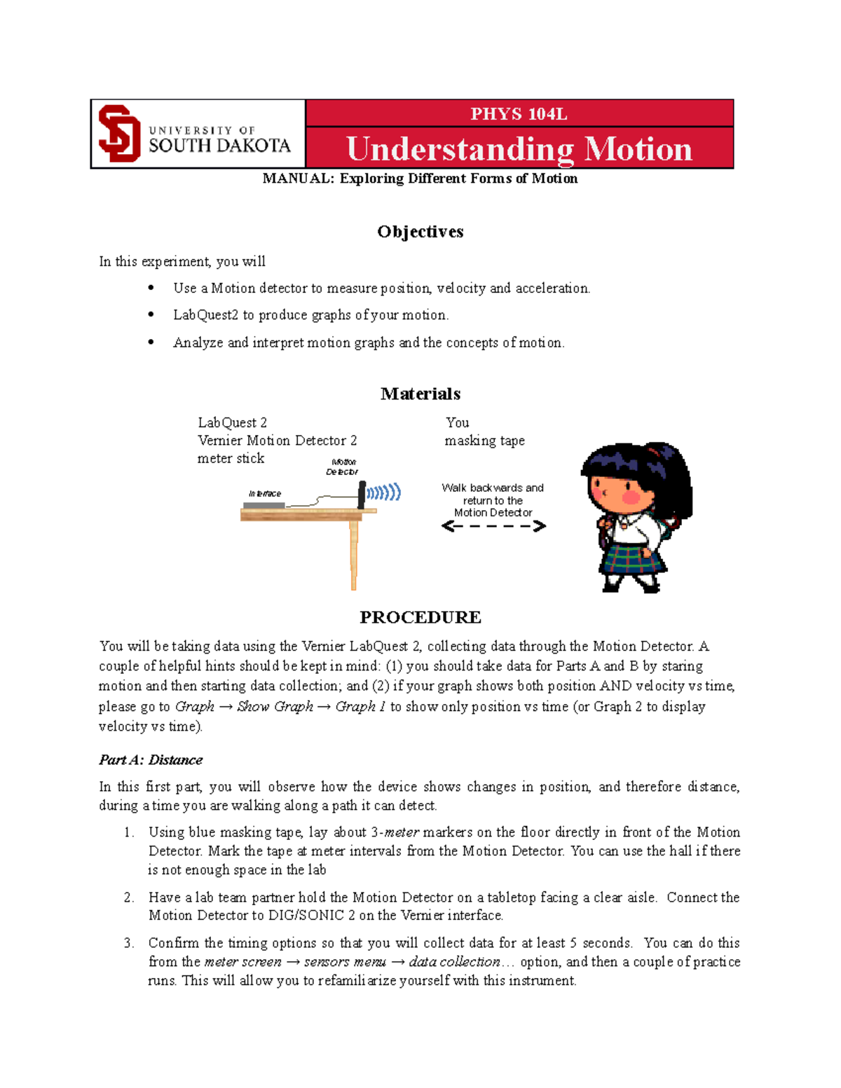 104L-2 Manual Understanding Motion - Copy - PHYS 104L Understanding Motion MANUAL: Exploring ...