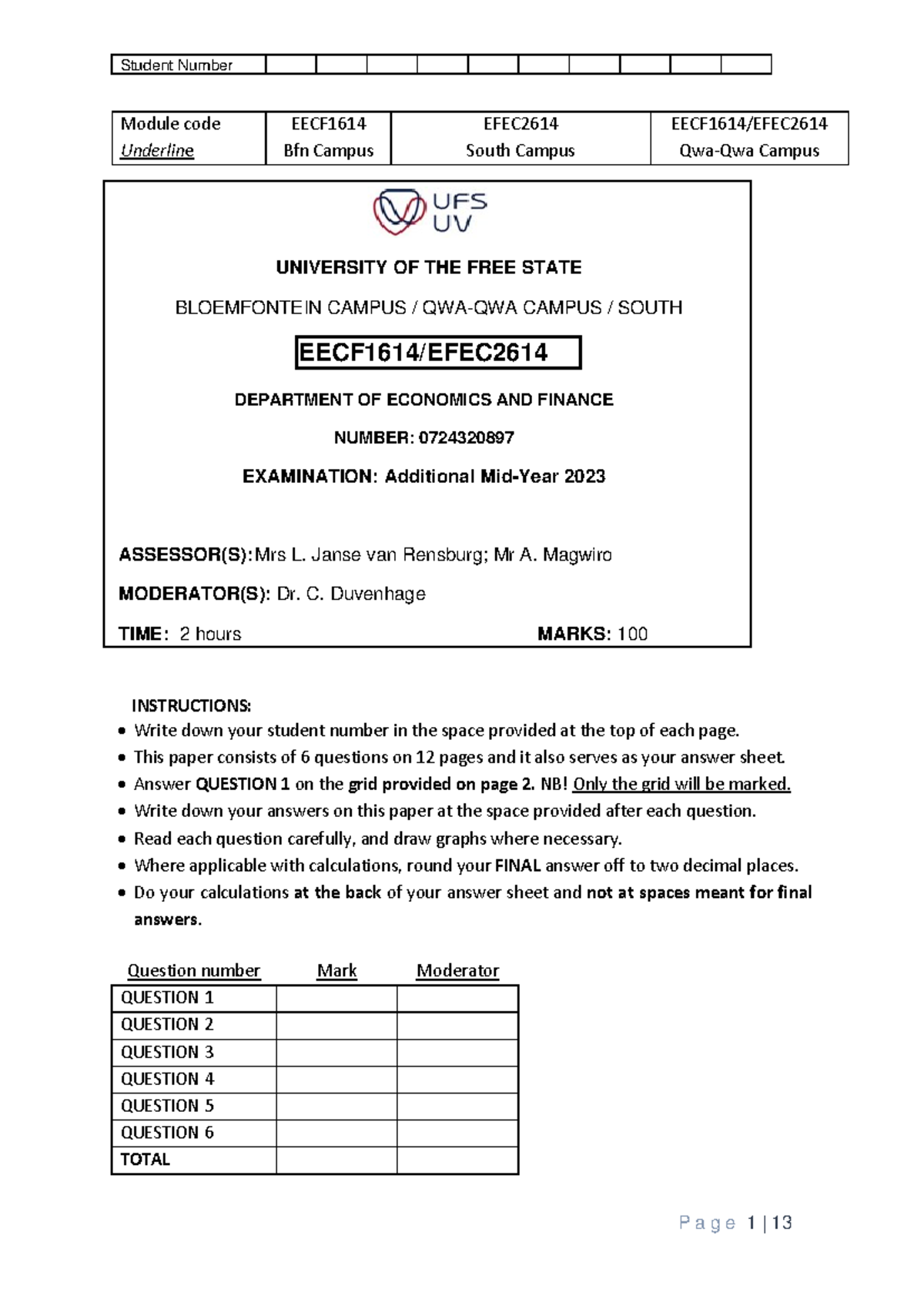 Economics 1st year practice questions and memo for exam. Microeconomics ...