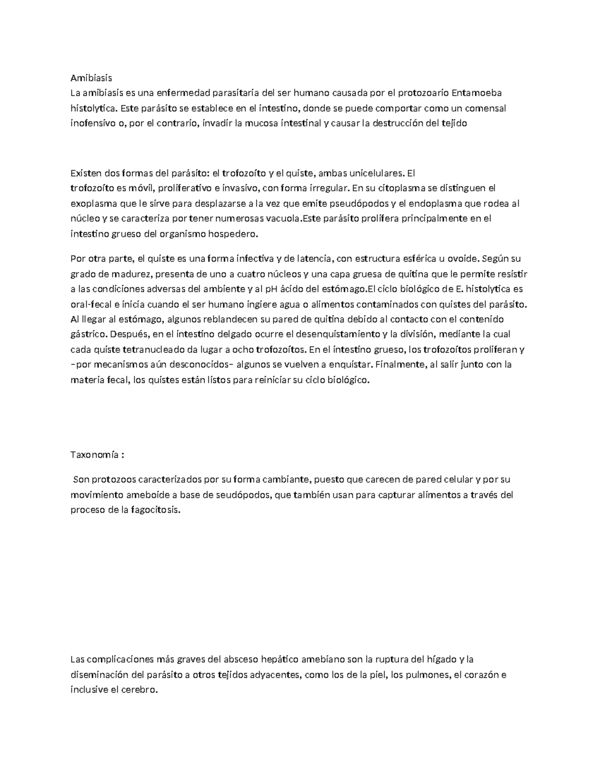 Amibiasis guia - Entamoeba h - Amibiasis La amibiasis es una enfermedad ...