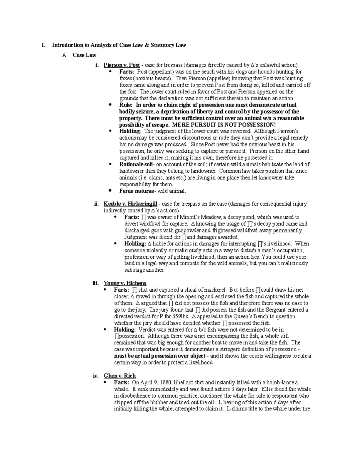 Property Law Outline - 2 - I. Introduction to Analysis of Case Law ...