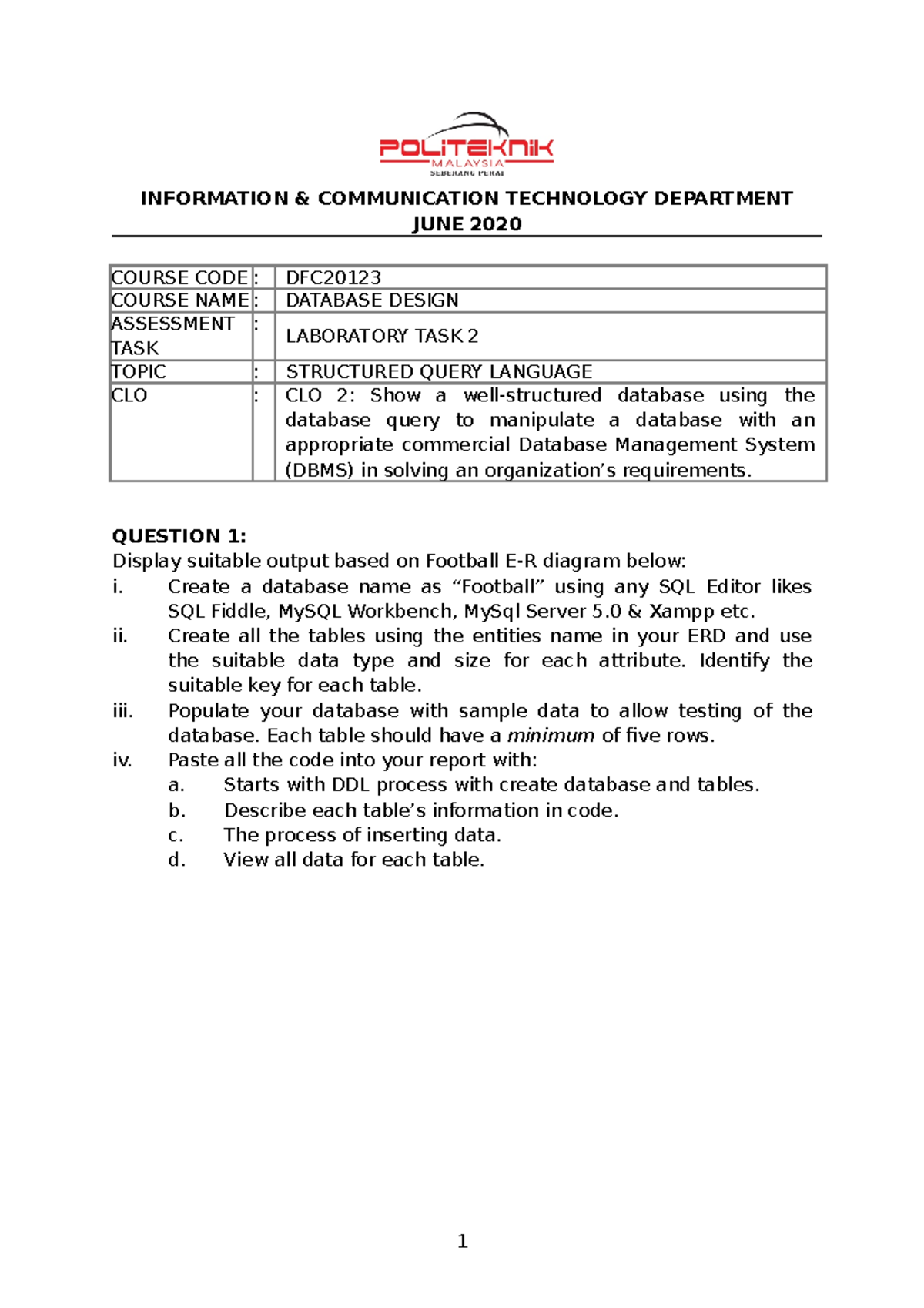 Question LAB TASK 3 - program fundemental - INFORMATION & COMMUNICATION ...