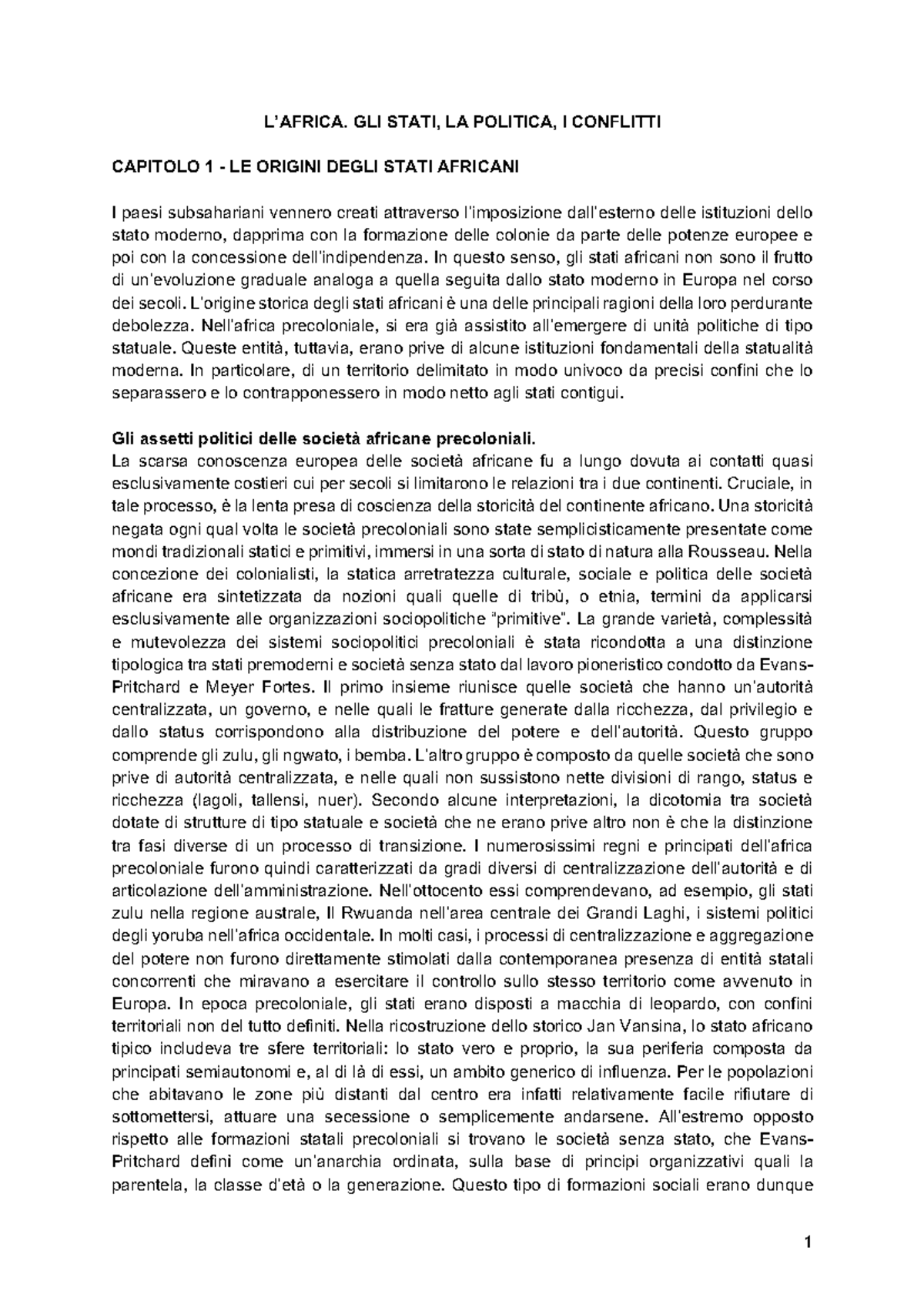 Riassunto - Africa - La straordinaria varietà di realtà sociali ...