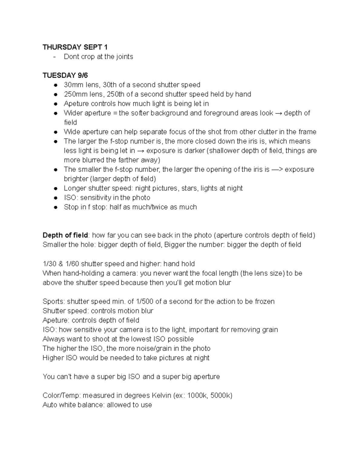 COMM269 Photojournalism Notes - THURSDAY SEPT 1 Dont crop at the joints ...