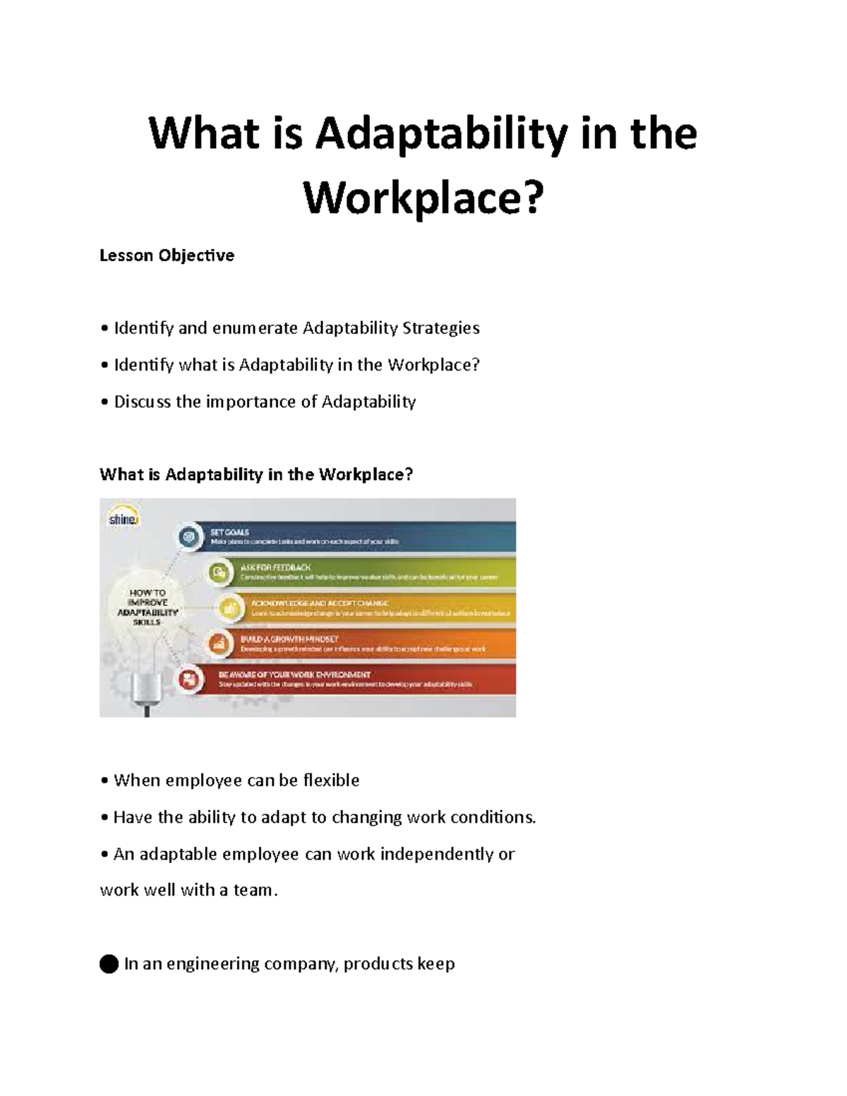 What is Adaptability in the Workplace - What is Adaptability in the Workplace? Lesson Objective ...