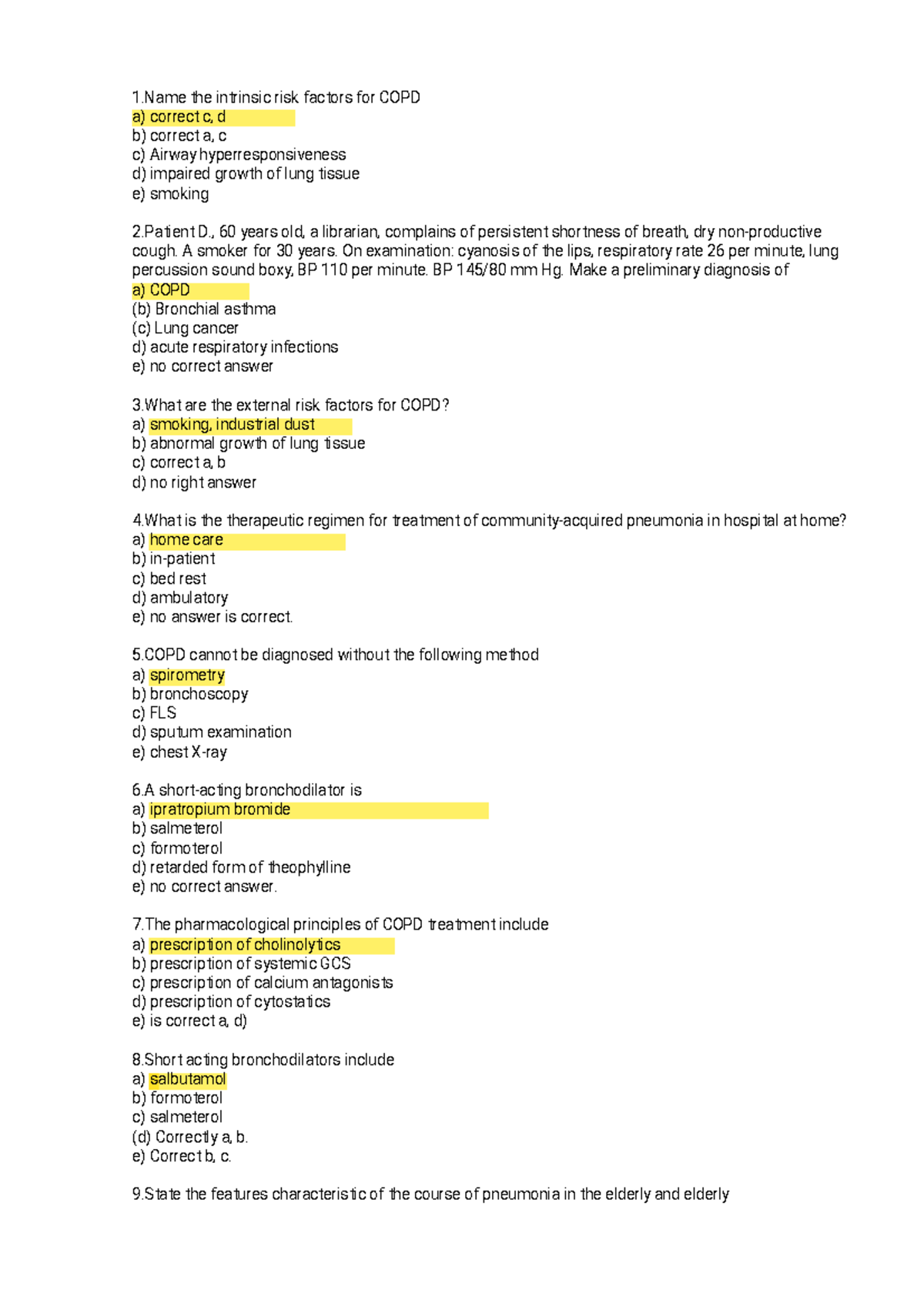 Exam questions 5th year practice 21-22 - 1 the intrinsic risk factors ...