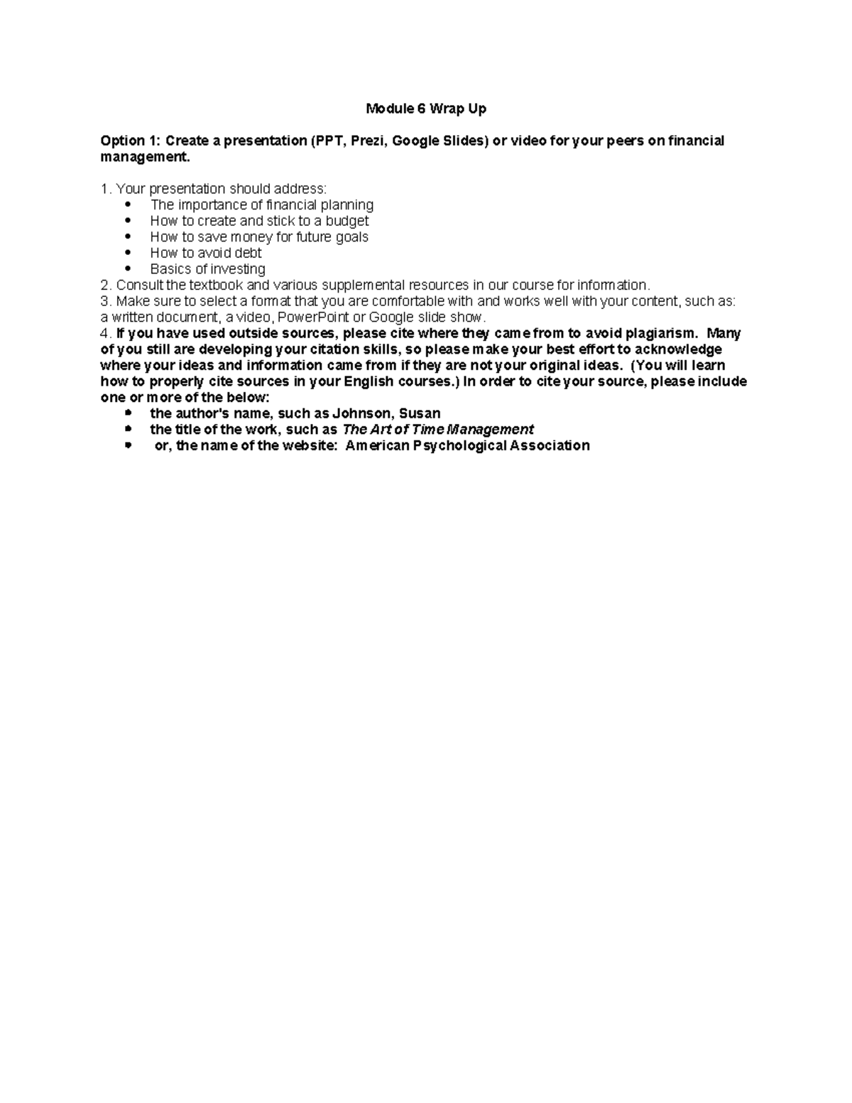 Module 6 Wrap Up Finance Presentation - Module 6 Wrap Up Option 1 ...