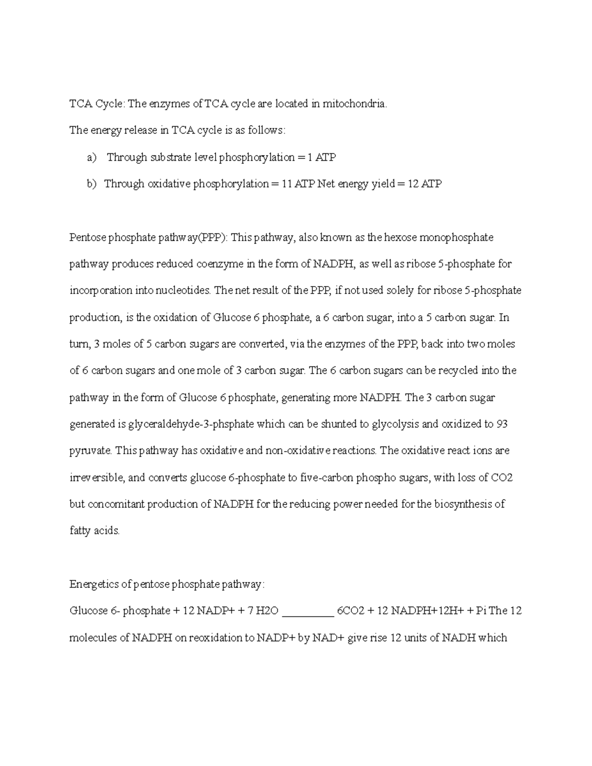 TCA Cycle, PPP, and ETC - TCA Cycle: The enzymes of TCA cycle are ...