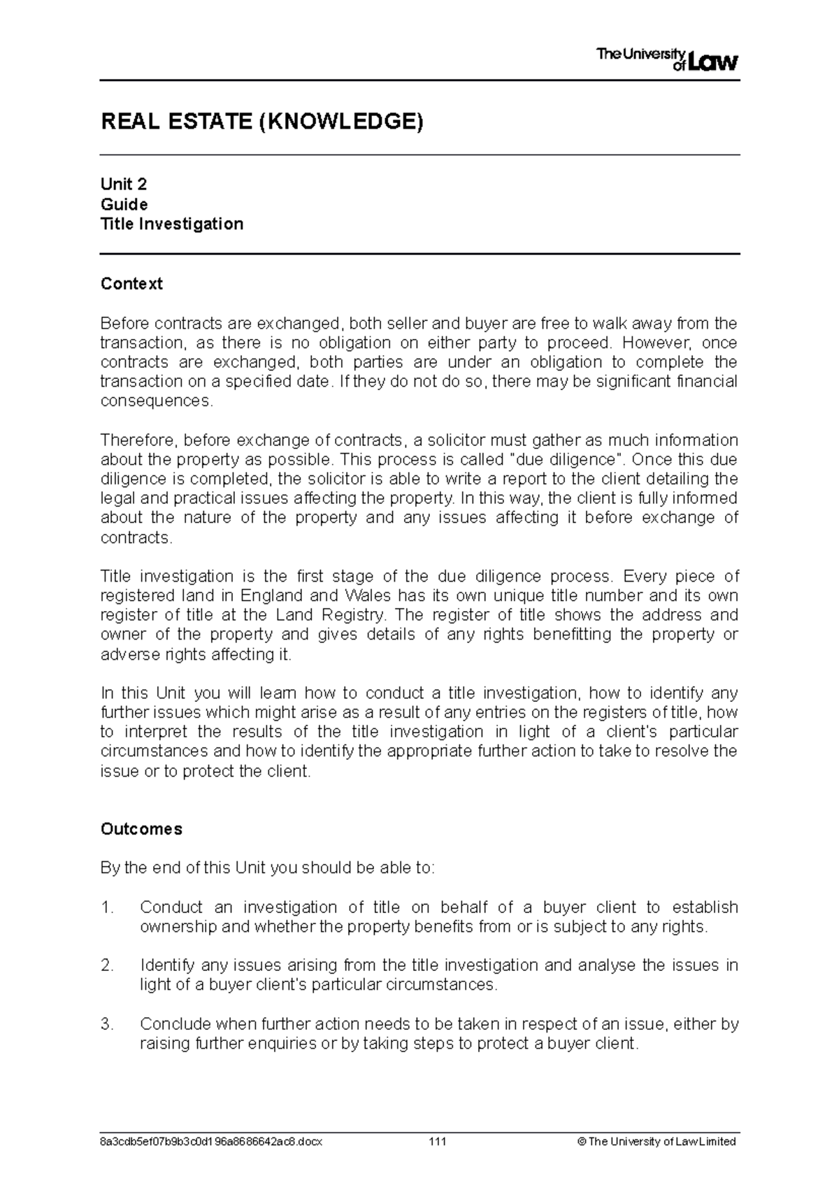 Real estate workshop guide 2 notes - REAL ESTATE (KNOWLEDGE) Unit 2 ...