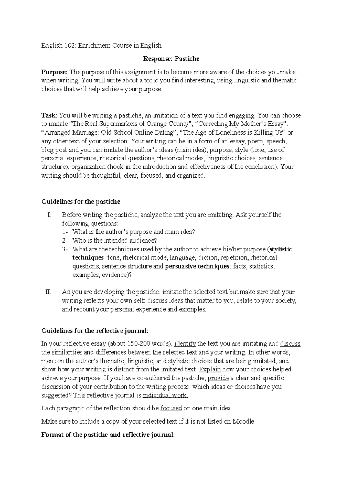 Pastiche Fall 2019 - how to write - English 102: Enrichment Course in ...