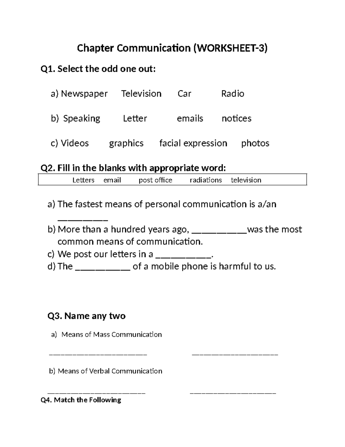 E.V.S WS3 - Gujobhb - Chapter Communication (WORKSHEET-3) Q1. Select ...