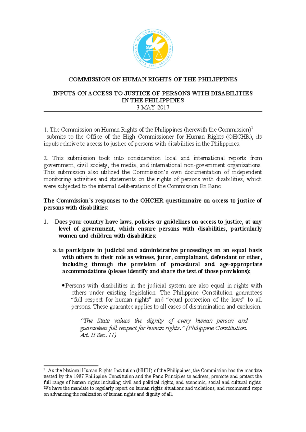 Philippines - Good - COMMISSION ON HUMAN RIGHTS OF THE PHILIPPINES ...
