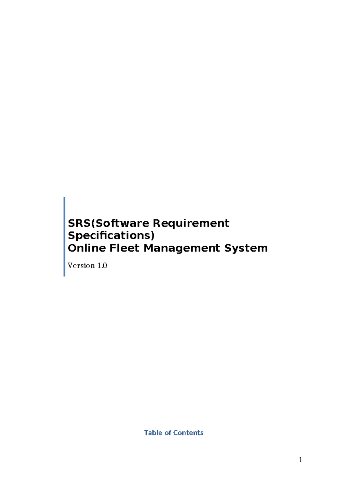 SRS Software Requirement Specifications - Table of Contents SRS ...