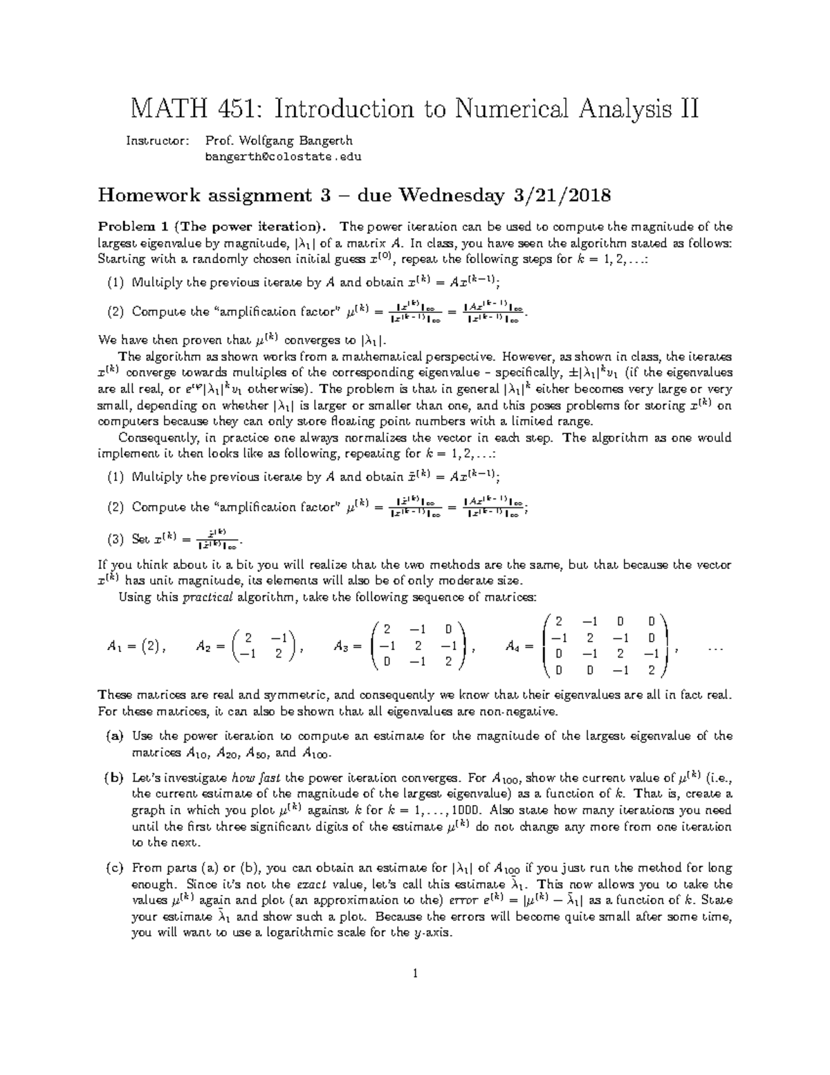 Homework 3 Math 451 Introduction To Numerical Analysis Ii Instructor