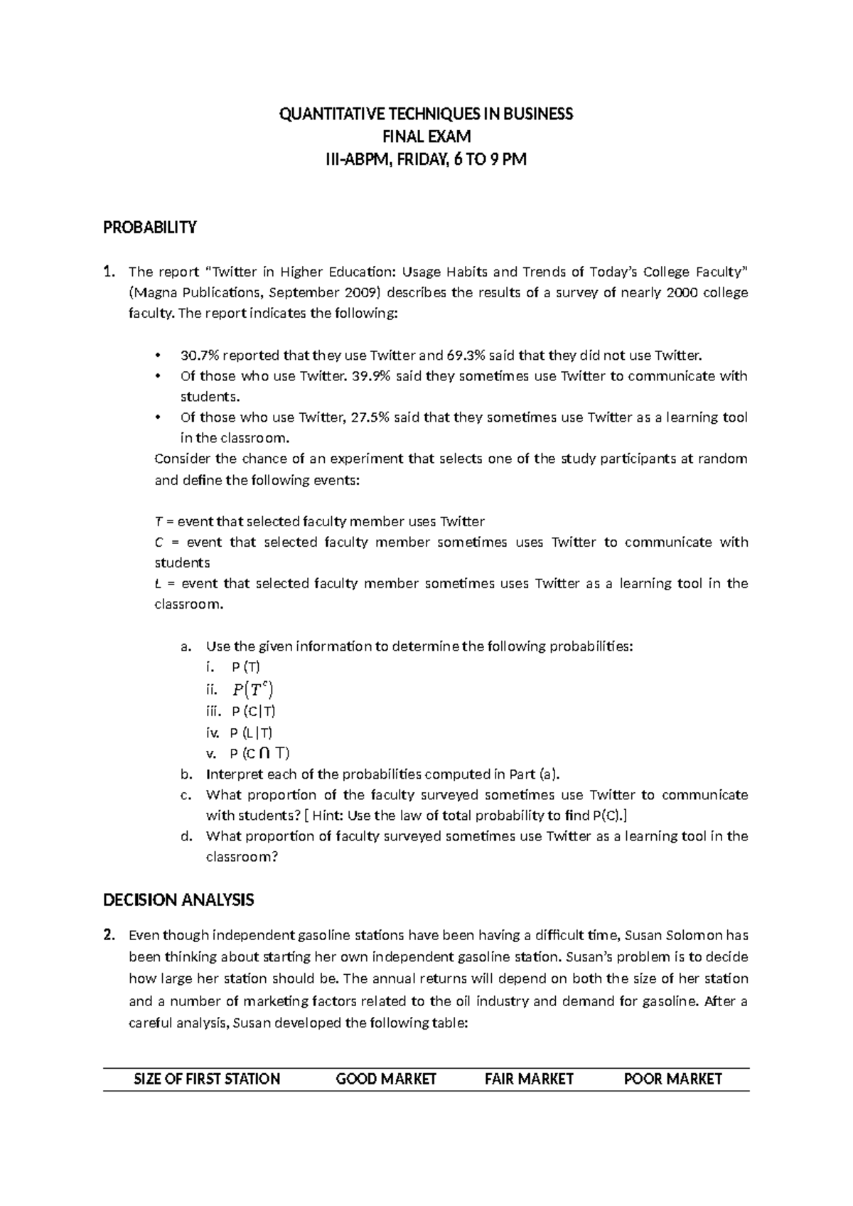Quantech Finals 3A - asdfgh - QUANTITATIVE TECHNIQUES IN BUSINESS FINAL ...
