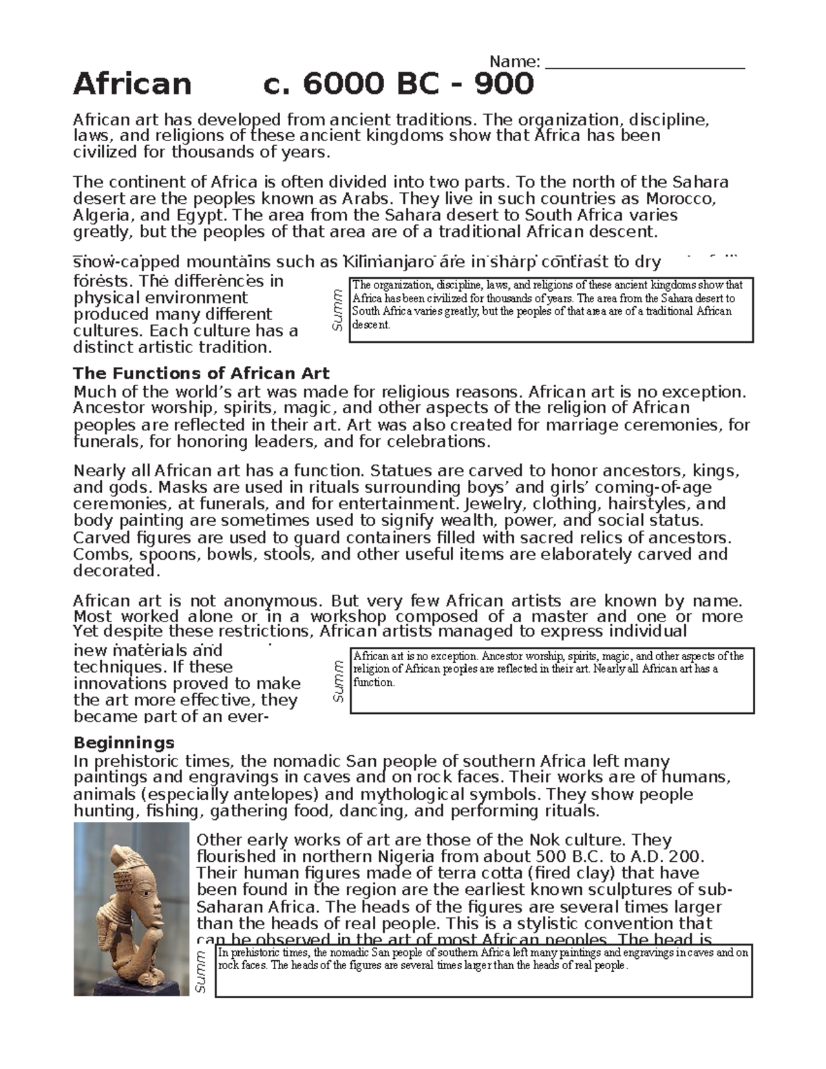 1African - work - Name: African Art c. 6000 BC - 900 African art has ...