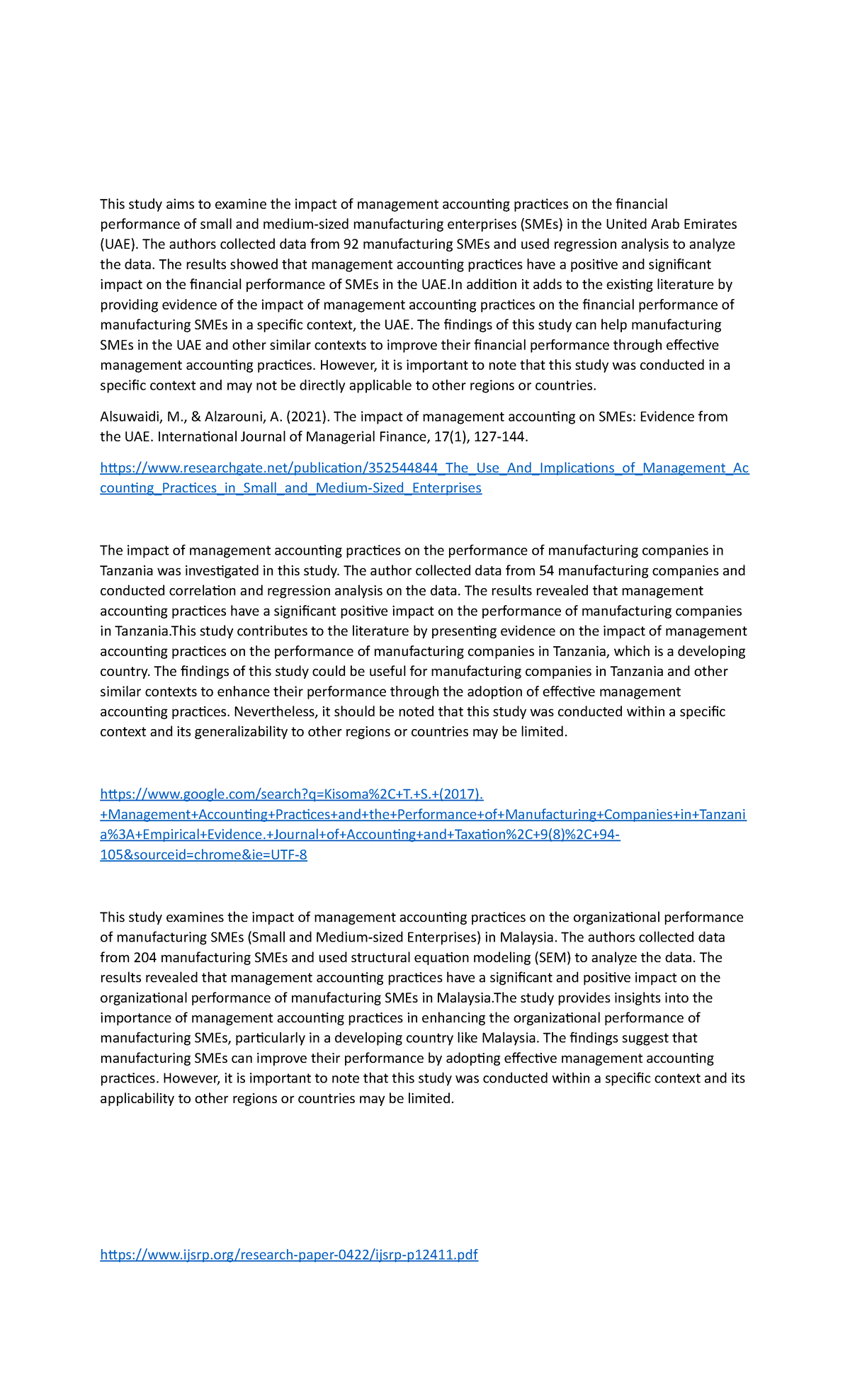 Add RRL - RRL FOR MANUFACTURING - This study aims to examine the impact ...