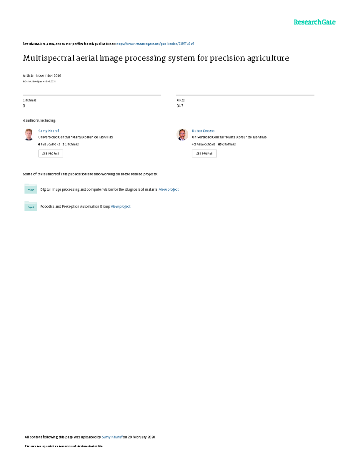 Multispectral+aerial+image+processing+system+for+precision+agriculture - See discussions, stats ...