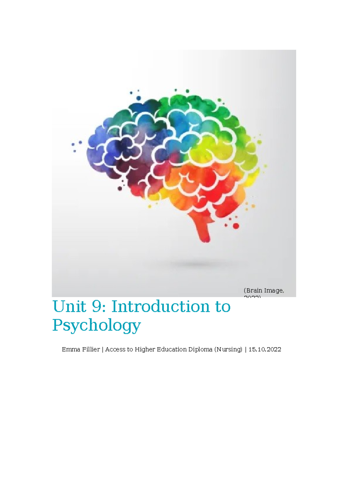 Academic Report - Graded - Distinction - Unit 9: Introduction to ...