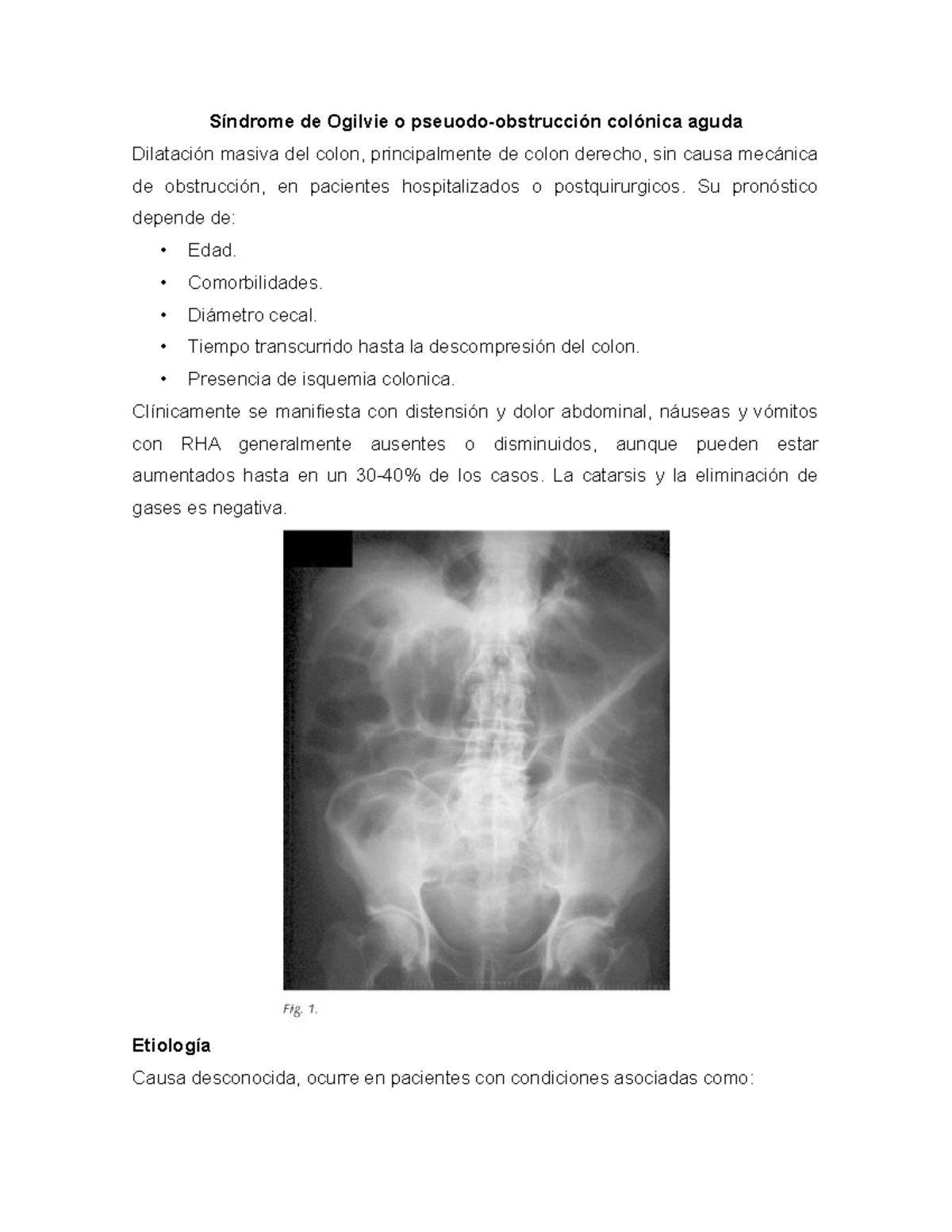 Síndrome de Ogilvie o pseuodo - Gastroenterología - Síndrome de Ogilvie ...