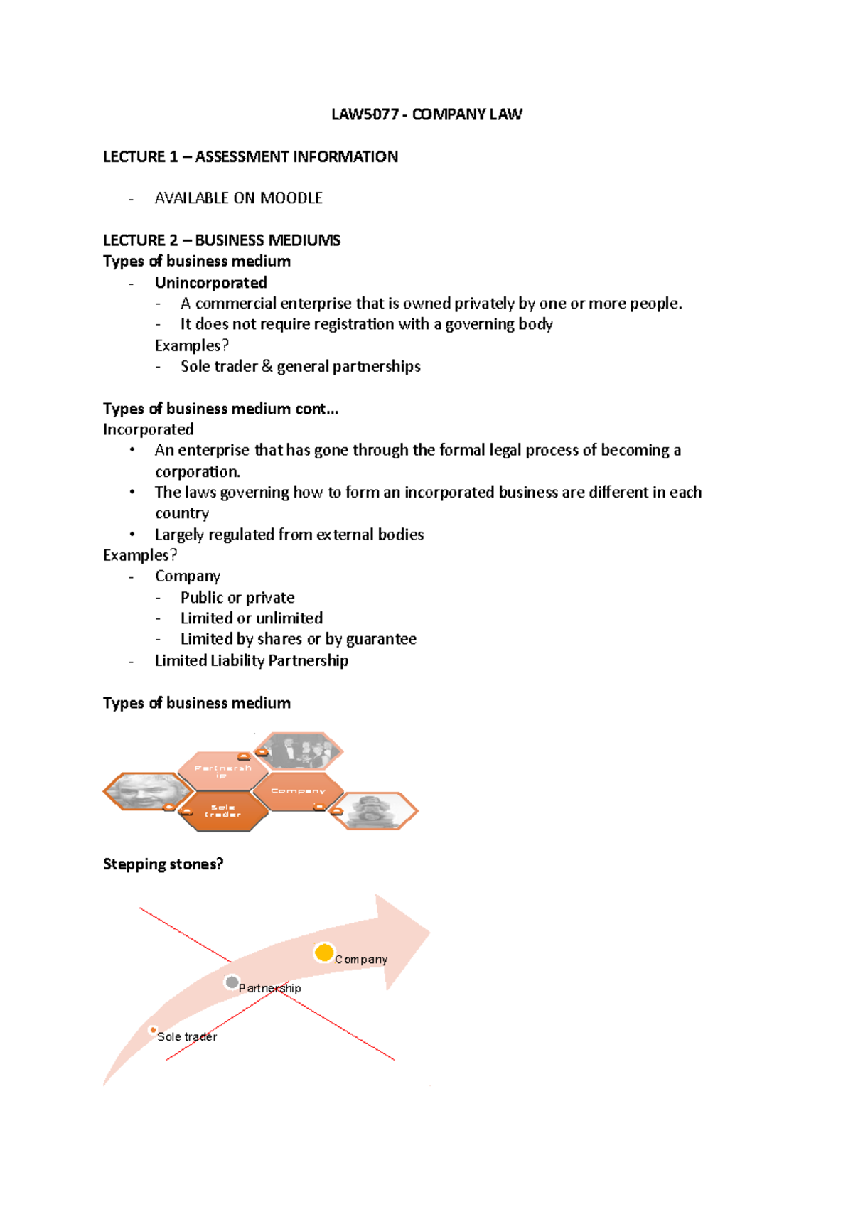 Company LAW - Lecture Notes - LAW5077 - COMPANY LAW LECTURE 1 ...